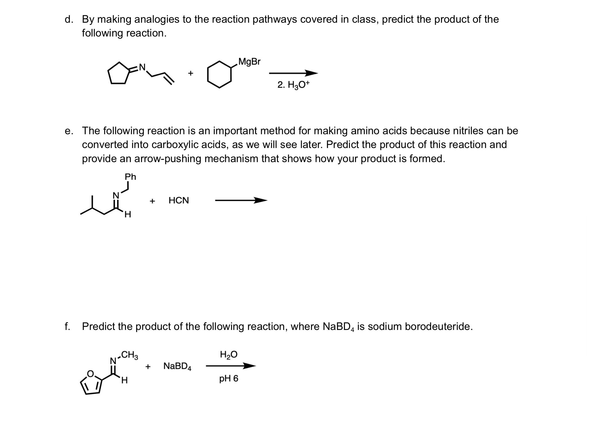 Solved d. By making analogies to the reaction pathways | Chegg.com