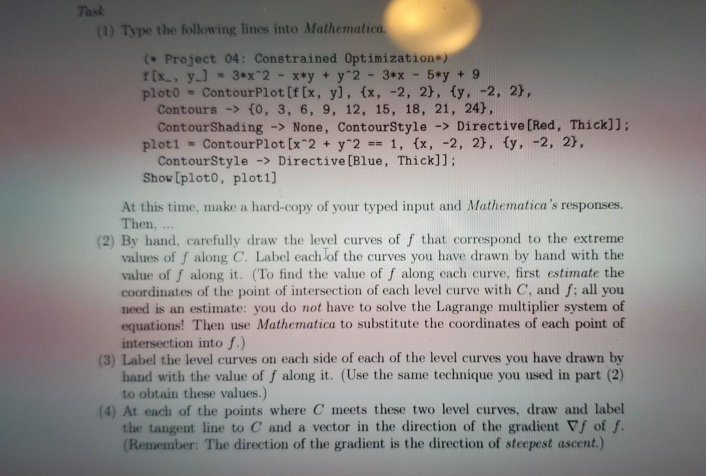 Task (1) Type the following lines into Mathematica. | Chegg.com