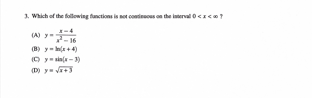 Solved Which of the following functions is not continuous on | Chegg.com