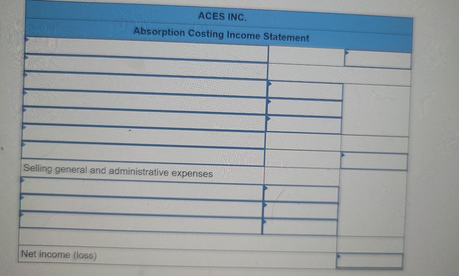 Solved QS 19-4 Absorption costing income statement LO P2 | Chegg.com