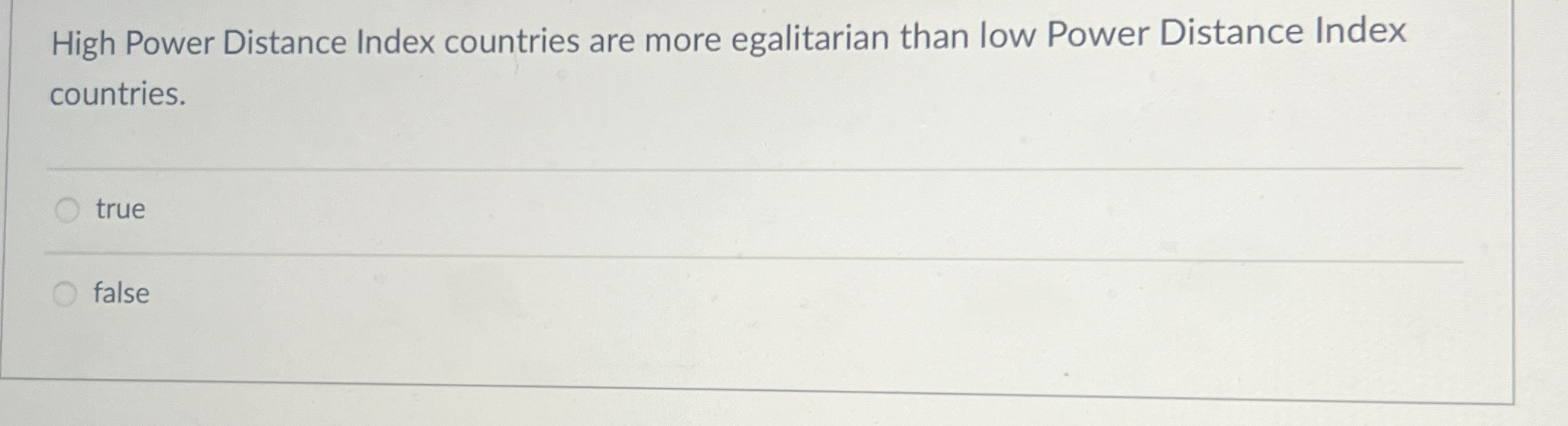 Solved High Power Distance Index countries are more | Chegg.com