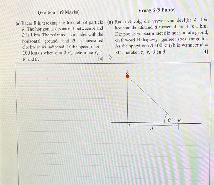 Solved Question 6 (9 Marks) Vraag 6 (9 Punte) (a) Radar B is | Chegg.com
