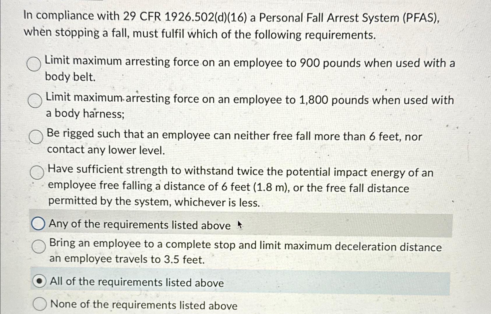 Solved In compliance with 29 ﻿CFR 1926.502(d)(16) ﻿a | Chegg.com