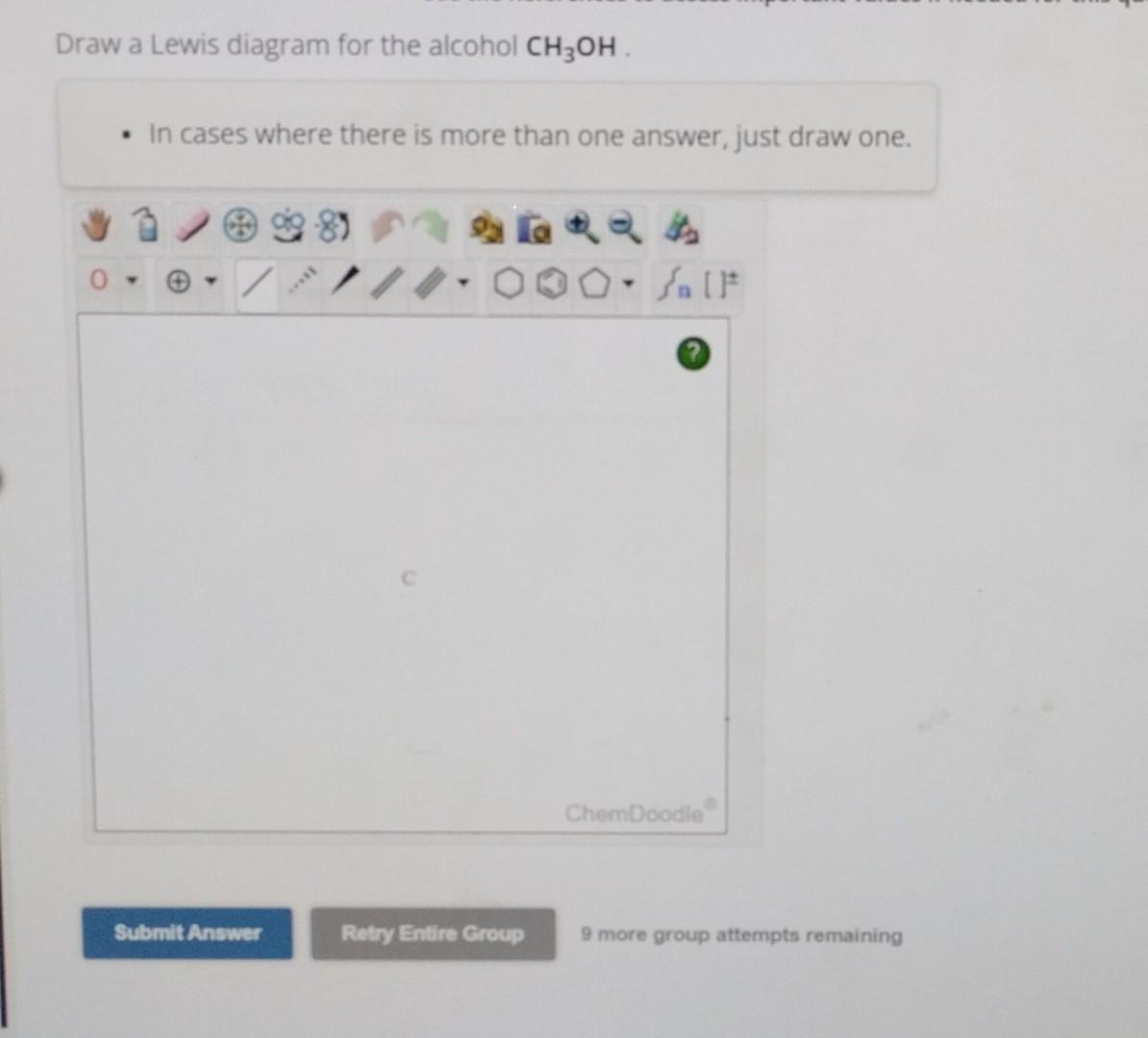 Solved Draw a Lewis diagram for the alcohol CH3OH. - In | Chegg.com