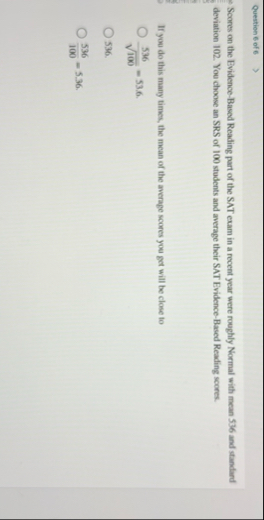 Solved Question 6 ﻿of 6Scores on the Evidence-Based Reading | Chegg.com