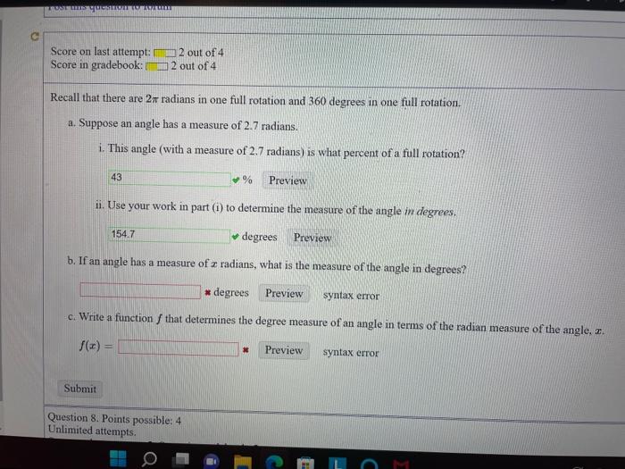 Solved Score on last attempt: 2 out of 4 Score in gradebook: | Chegg.com