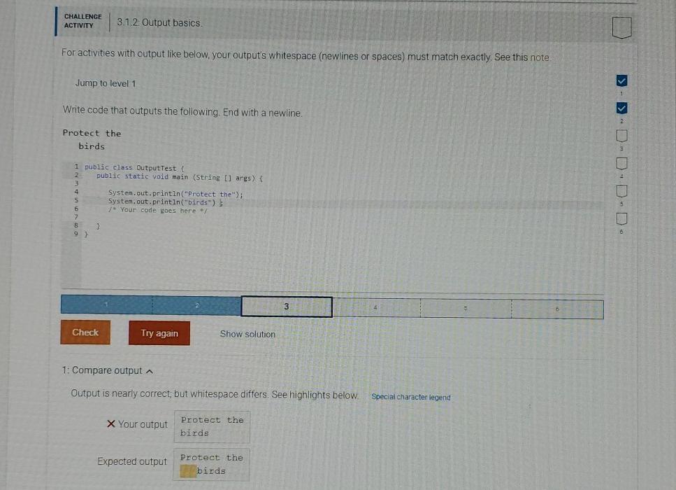 Solved CHALLENGE ACTIVITY 3.1.2 Output basics For activities | Chegg.com