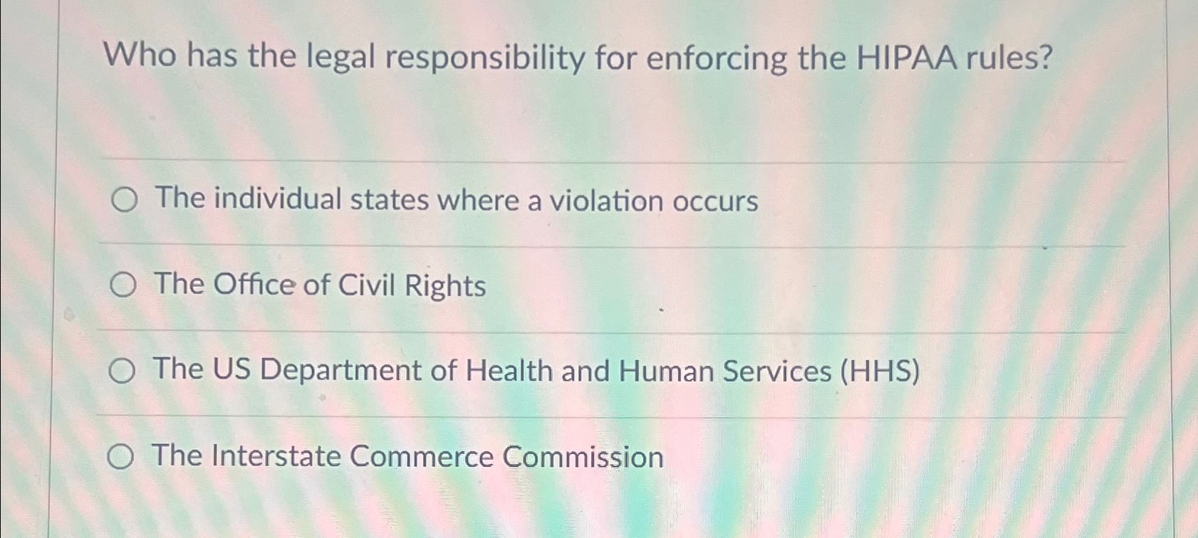 Solved Who has the legal responsibility for enforcing the | Chegg.com