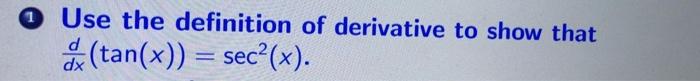 Solved Use the definition of derivative to show that | Chegg.com