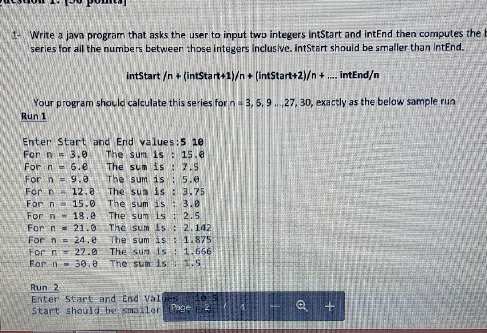 Solved 1- Write a java program that asks the user to input | Chegg.com