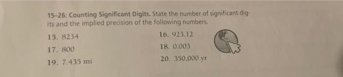 Solved 15-26: Counting Significant Digits. State the number | Chegg.com
