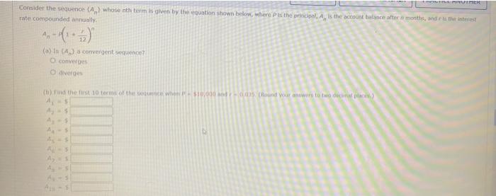 Solved HER Consider the sequence (A) whose nth term is given | Chegg.com
