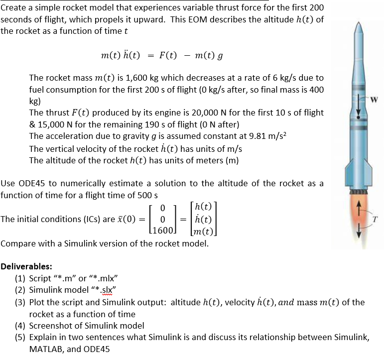Solved Create a simple rocket model that experiences | Chegg.com