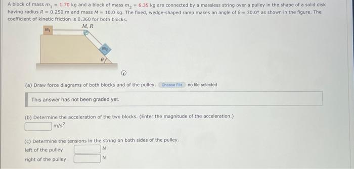 Solved block of mass m1=1.70 kg and a block of mass m2=6.35 | Chegg.com