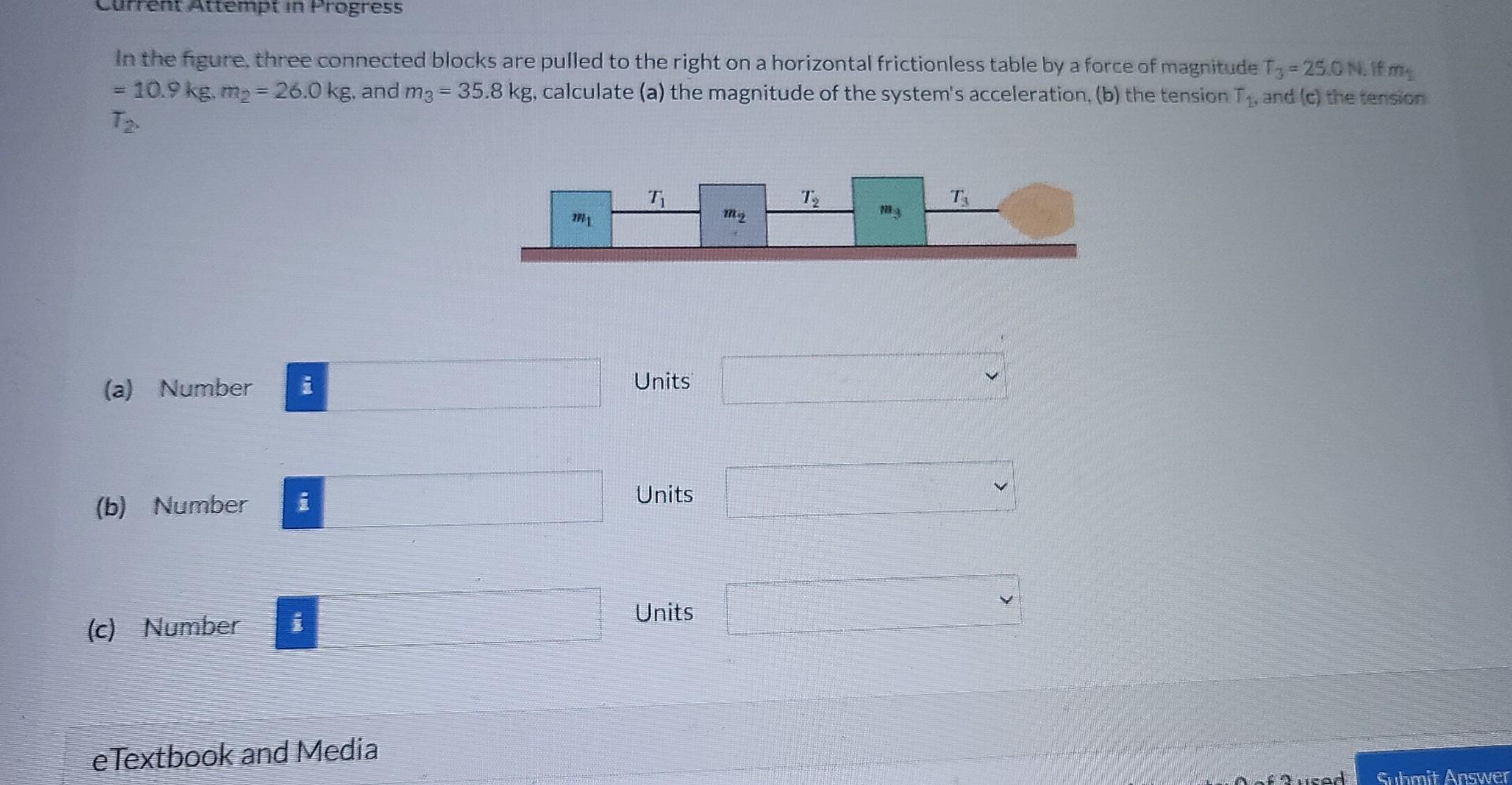 Solved A block of mass m1=3.64 kg on a frictionless plane | Chegg.com