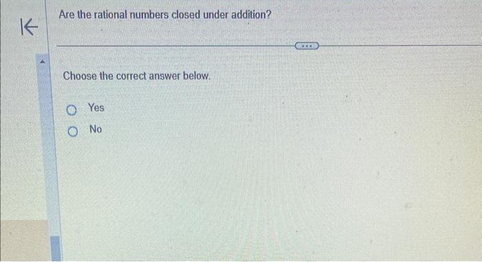 Solved Are the rational numbers closed under addition? | Chegg.com