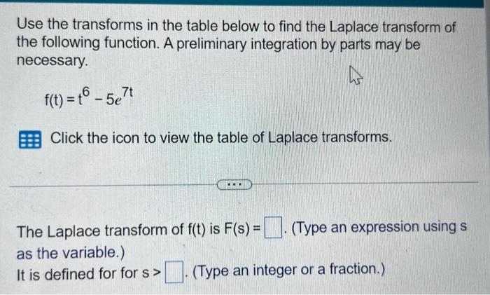 Solved Use the transforms in the table below to find the | Chegg.com