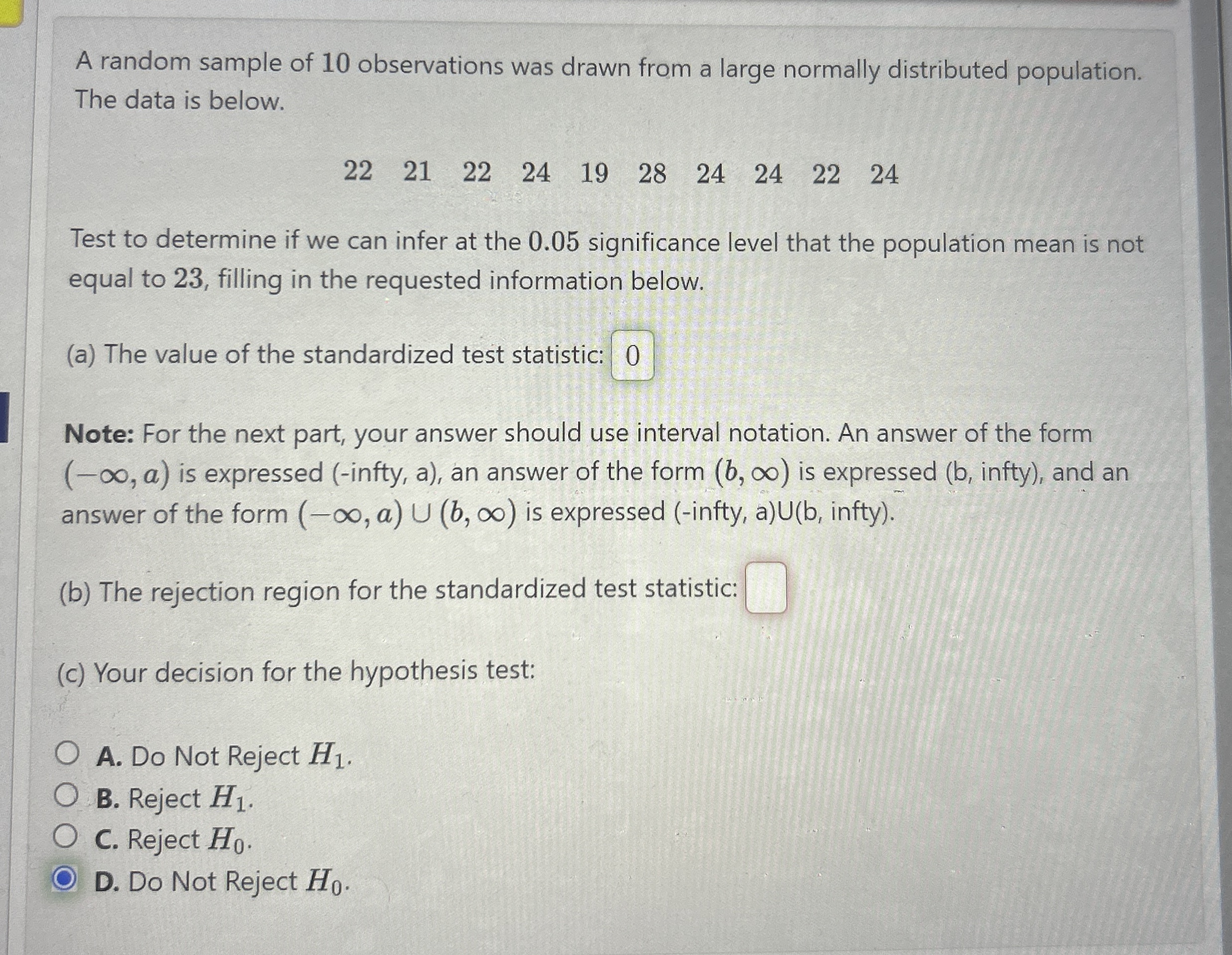 Solved A random sample of 10 ﻿observations was drawn from a | Chegg.com
