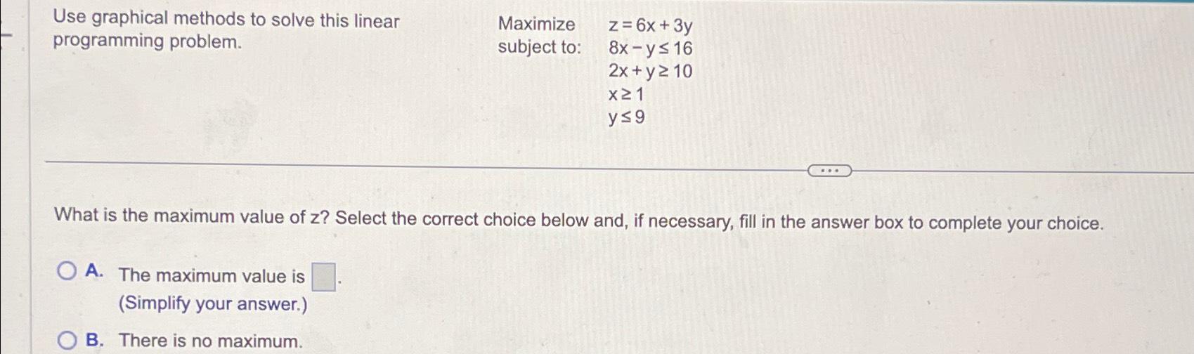 Solved Use graphical methods to solve this linear | Chegg.com