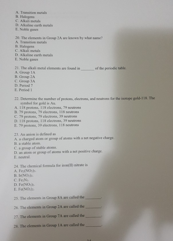 Solved 1. Which one of the following statements about atoms | Chegg.com