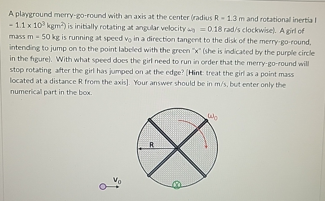 Solved A playground merry-go-round with an axis at the | Chegg.com