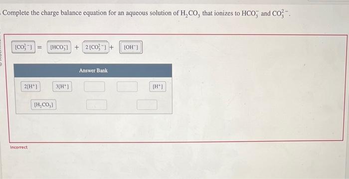 Solved Complete the charge balance equation for an aqueous | Chegg.com