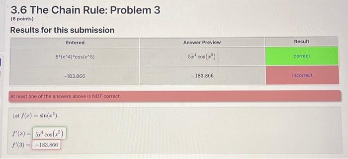 Solved 3.6 The Chain Rule: Problem 3 ( 6 points) Results for | Chegg.com