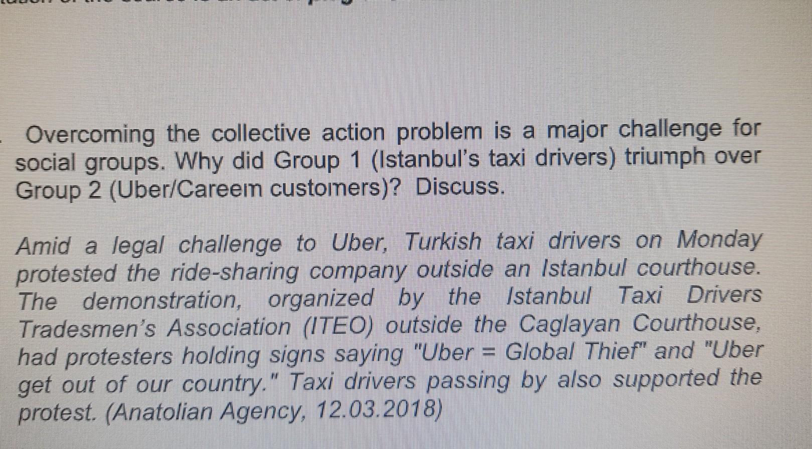 Solved - Overcoming the collective action problem is a major | Chegg.com