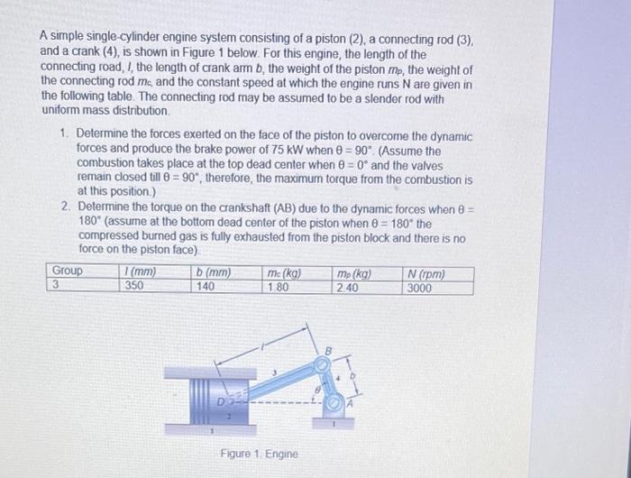 Solved A Simple Single Cylinder Engine System Consisting Of Chegg