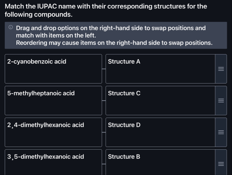 Solved Match the IUPAC name with their corresponding | Chegg.com