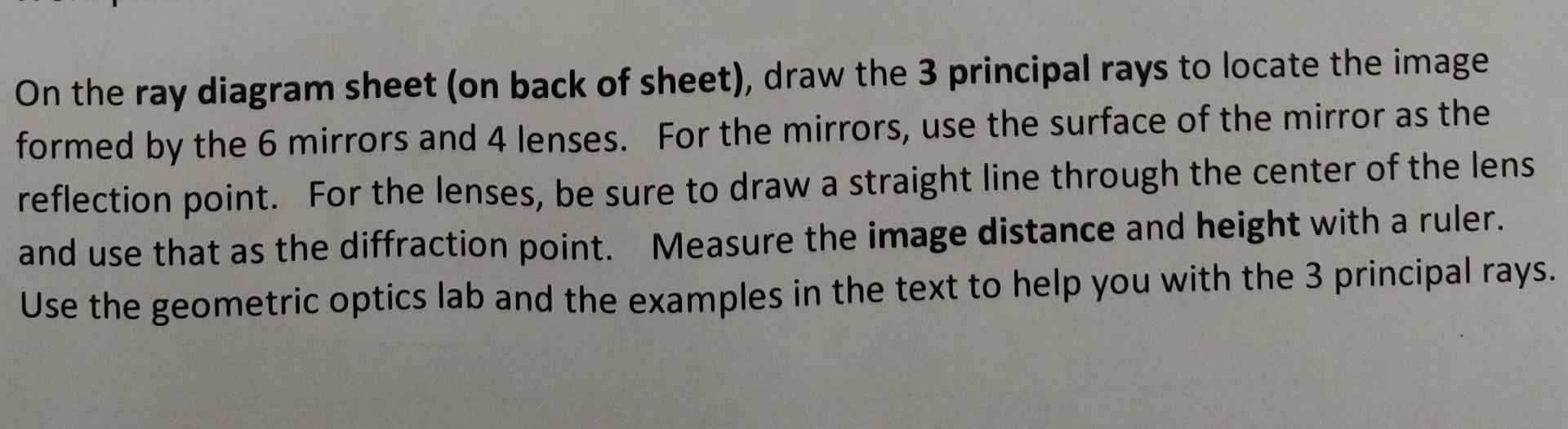 On the ray diagram sheet (on back of sheet), draw the | Chegg.com