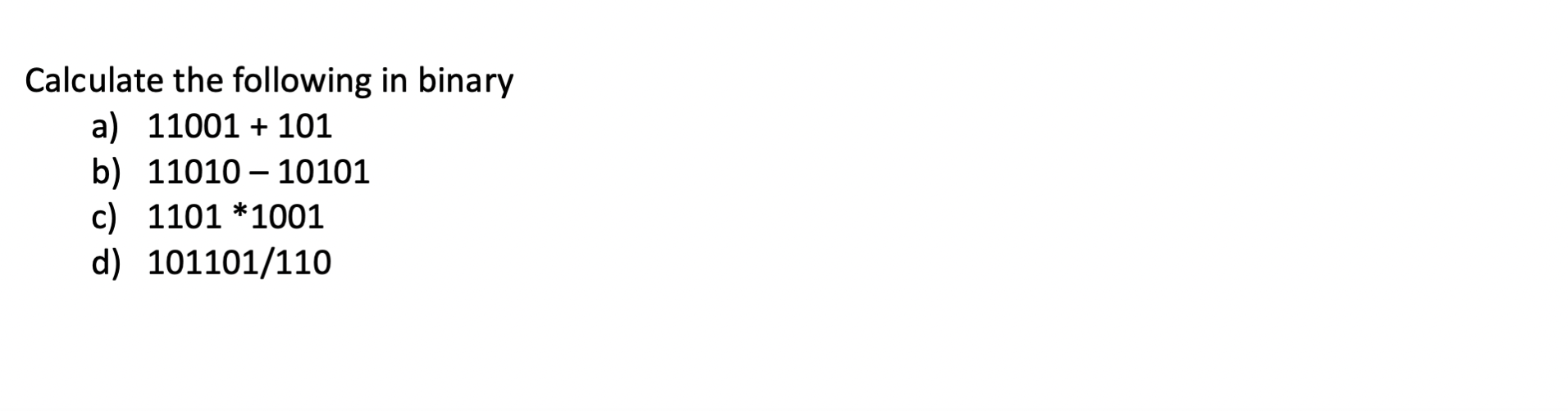 Solved Calculate the following in | Chegg.com