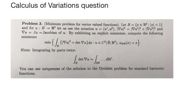 Solved Calculus of Variations question Problem 3. (Minimum | Chegg.com