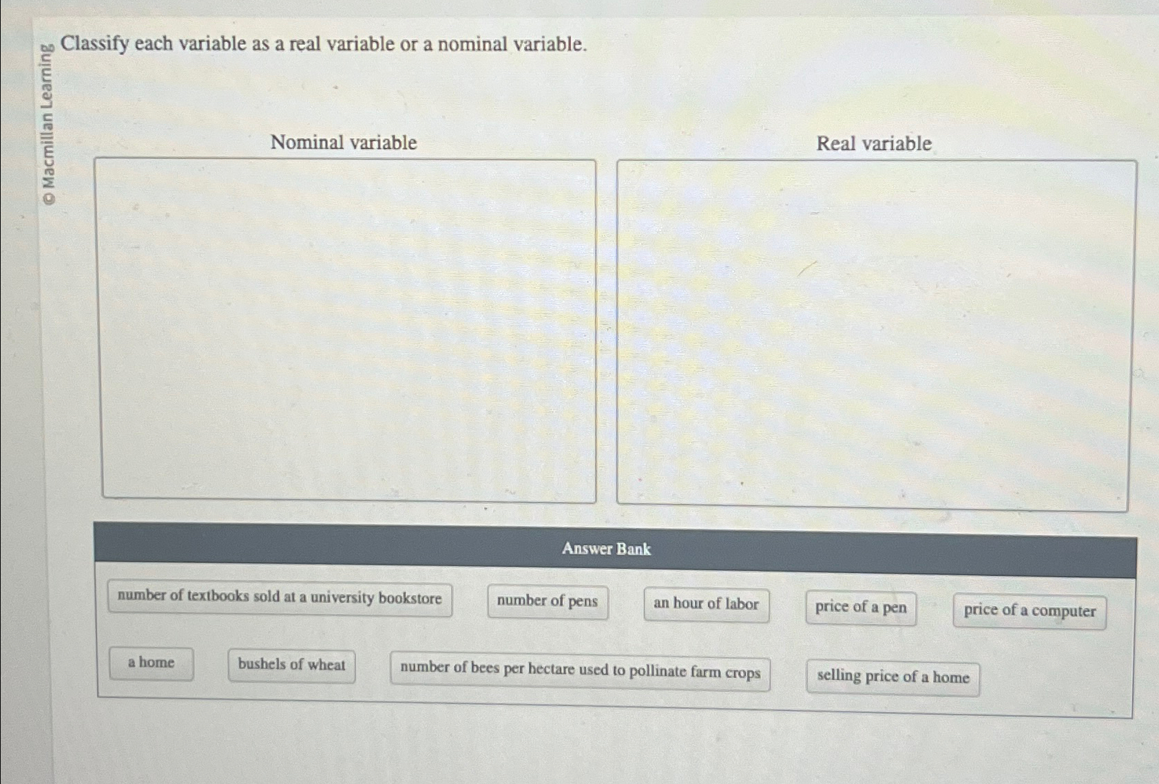 Solved Nominal variable Real variable Answer Banknumber of | Chegg.com