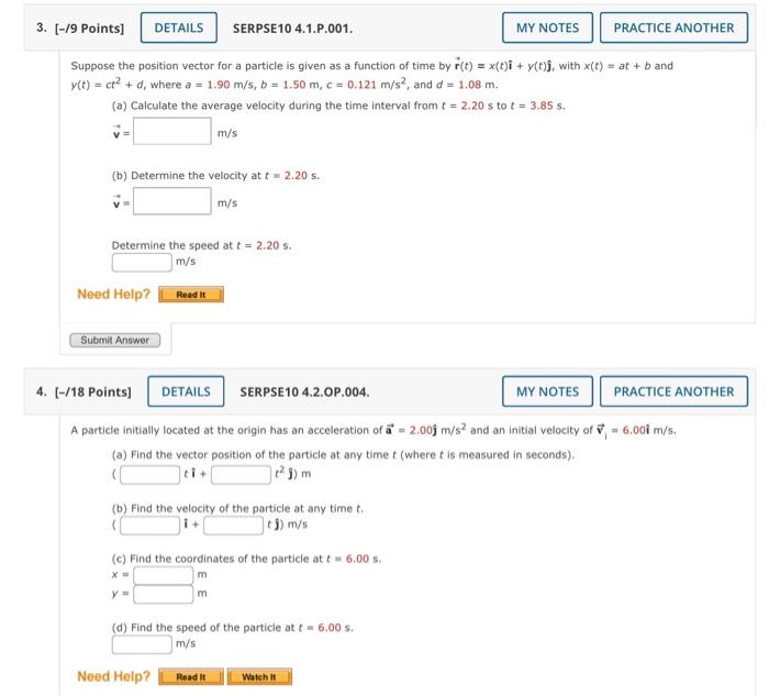 Solved Suppose the position vector for a particle is given | Chegg.com