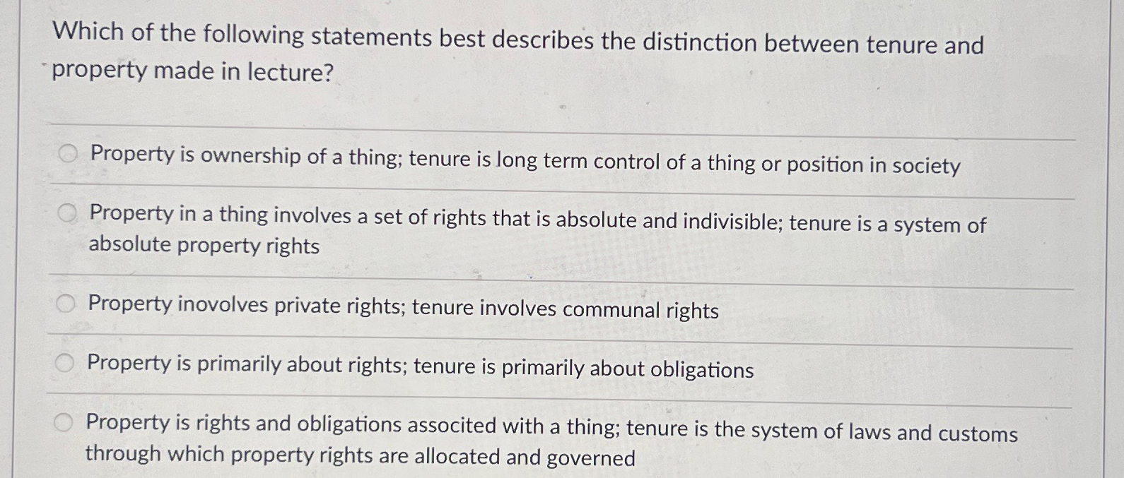 Solved Which of the following statements best describes the | Chegg.com