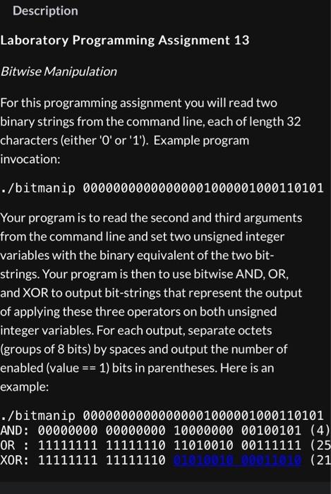 Solved Description Laboratory Programming Assignment 13 | Chegg.com