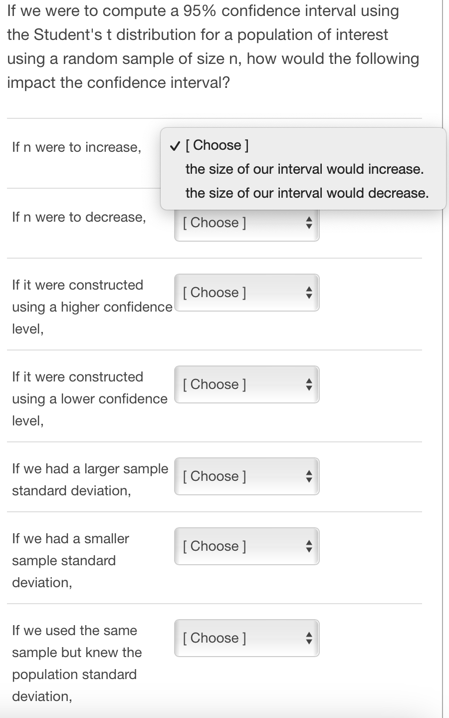 Solved If we were to compute a 95% ﻿confidence interval | Chegg.com