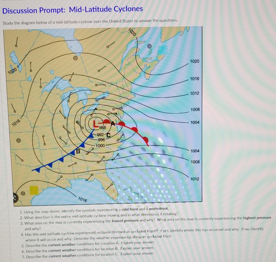 Solved Discussion Prompt: Mid-Latitude Cyclones Study the | Chegg.com