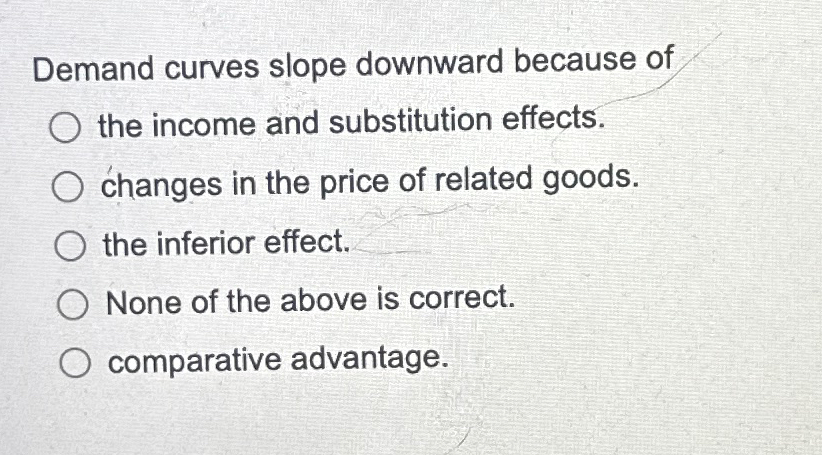 Solved Demand curves slope downward because of the income | Chegg.com