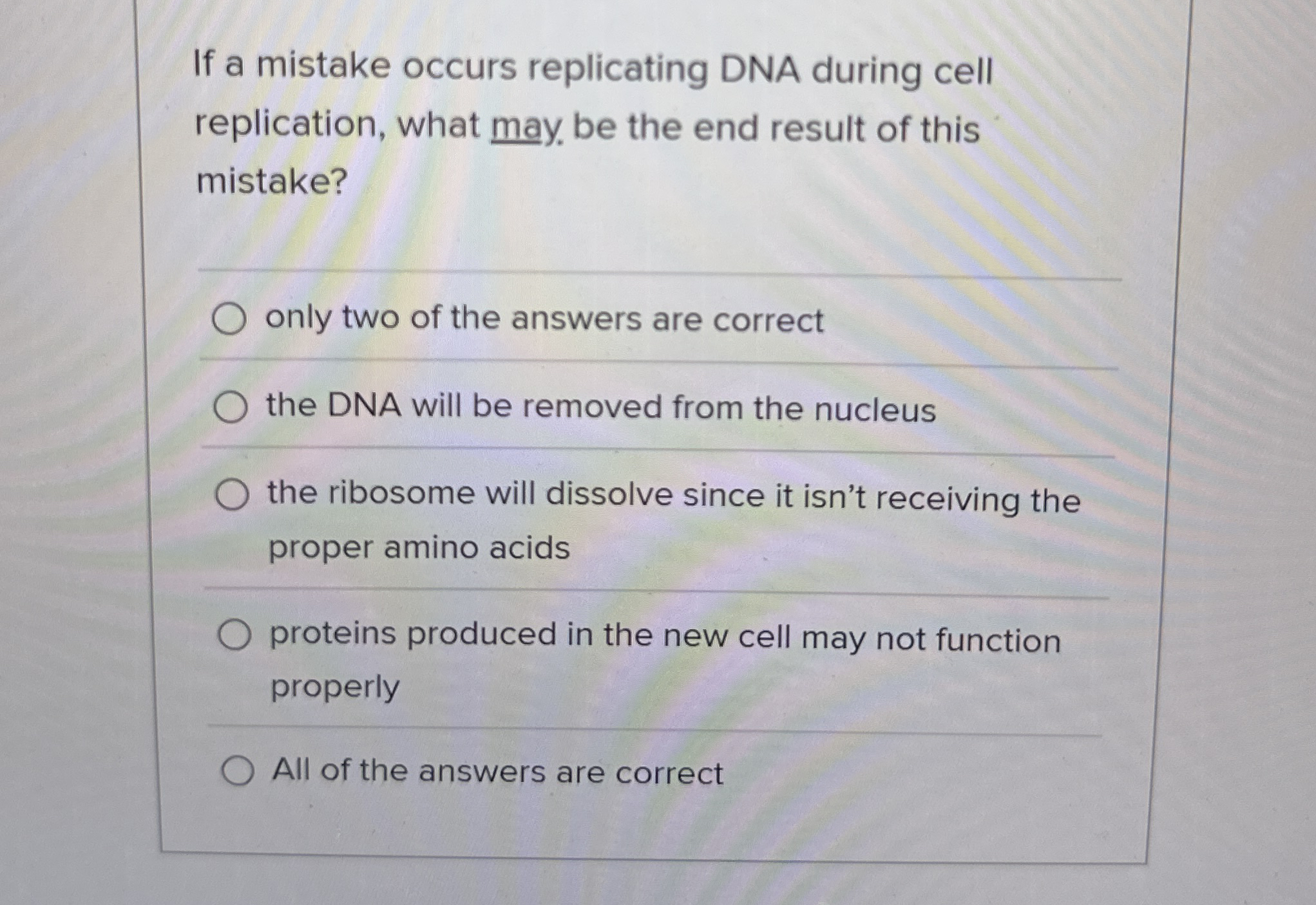 Solved If a mistake occurs replicating DNA during cell | Chegg.com
