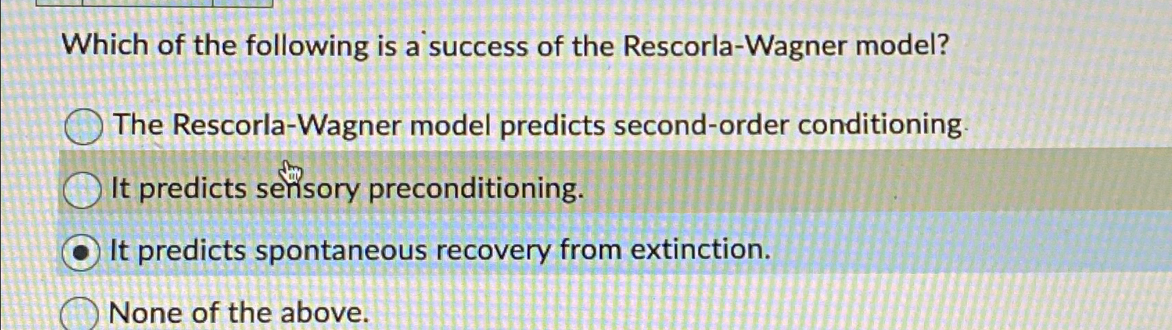 Solved Which of the following is a success of the | Chegg.com