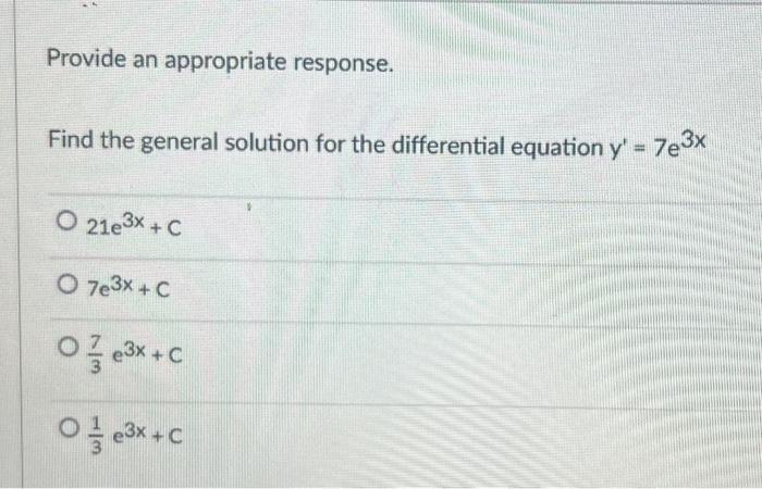 Solved Provide An Appropriate Response Find The General