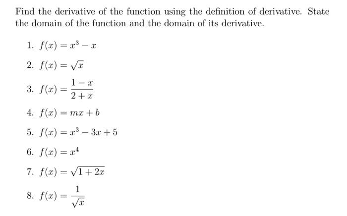 Solved Find the derivative of the function using the | Chegg.com