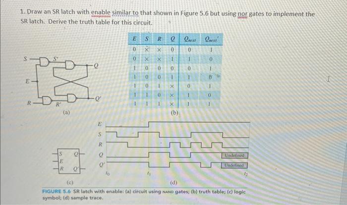 1. Draw an SR latch with enable similar to that shown | Chegg.com