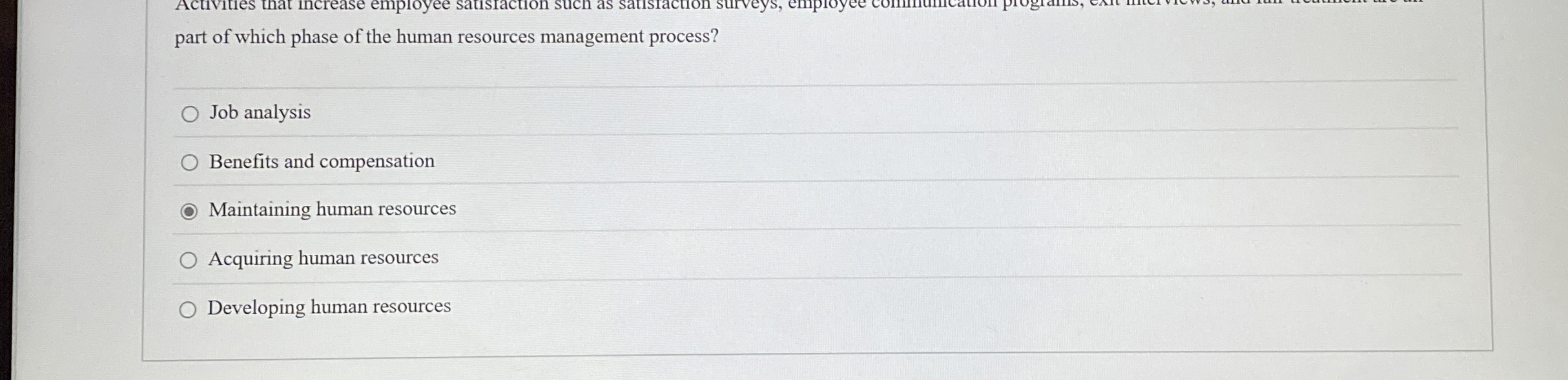 Solved part of which phase of the human resources management | Chegg.com
