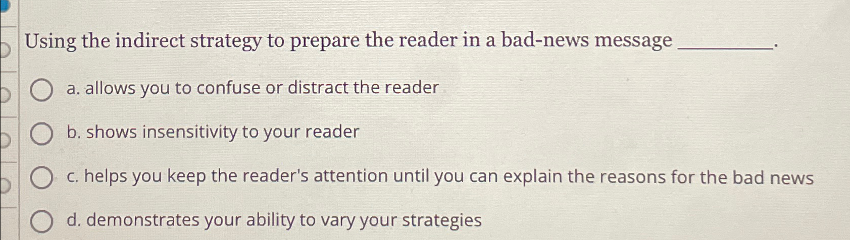 Solved Using the indirect strategy to prepare the reader in | Chegg.com