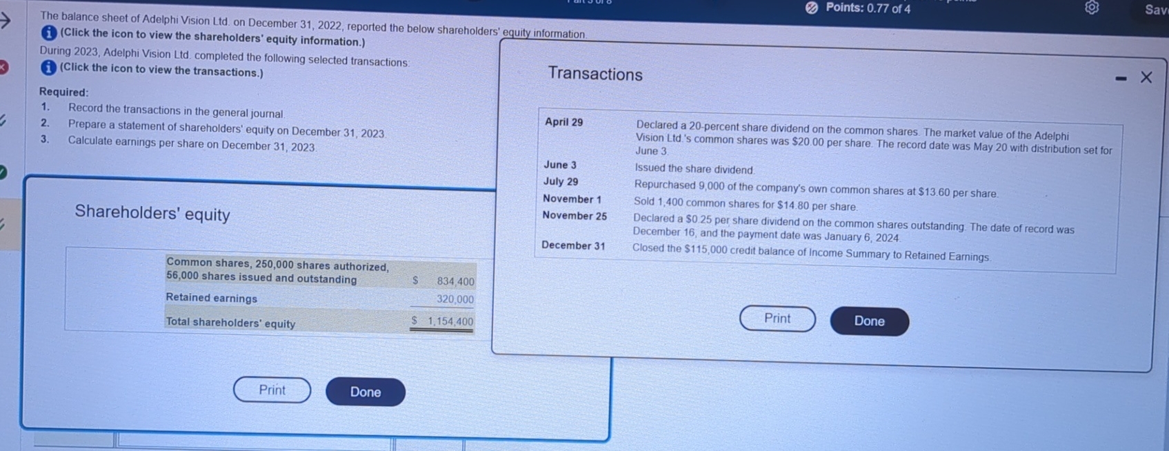 Solved Points: 0.77 ﻿of 4SavThe balance sheet of Adelphi | Chegg.com