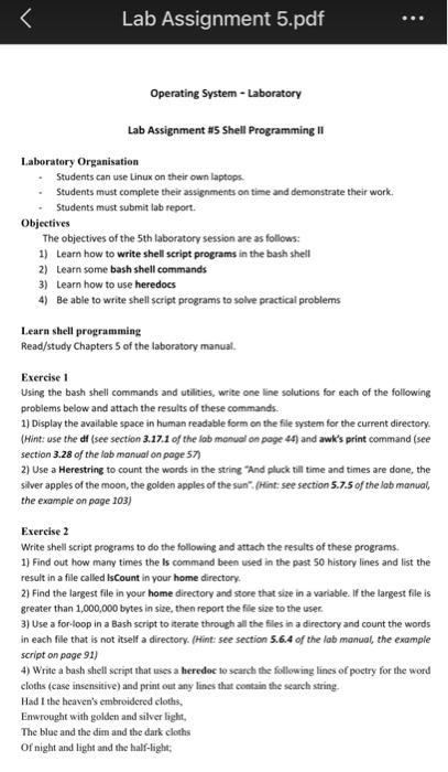 Solved Laboratory Organisation - Students can use Linux on | Chegg.com