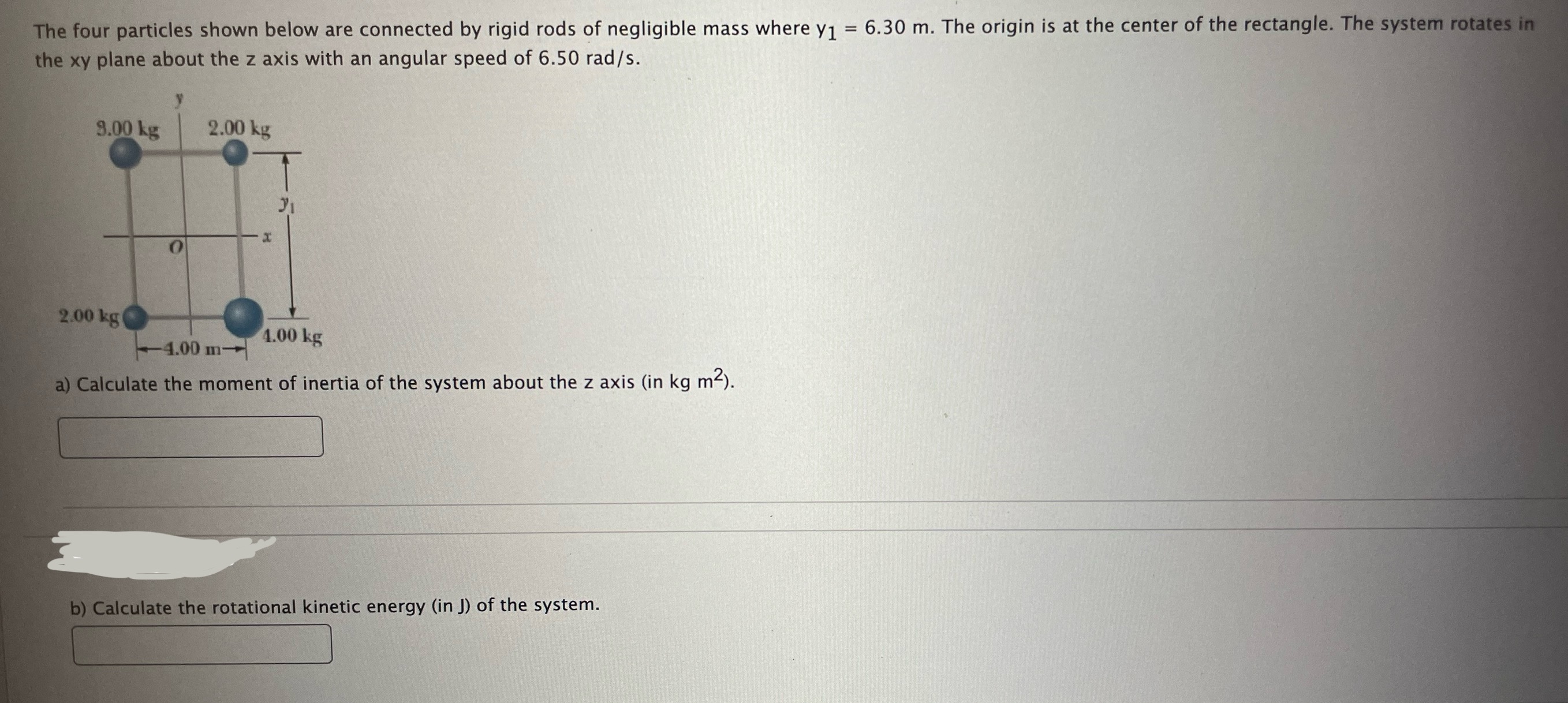 Solved The four particles shown below are connected by rigid | Chegg.com